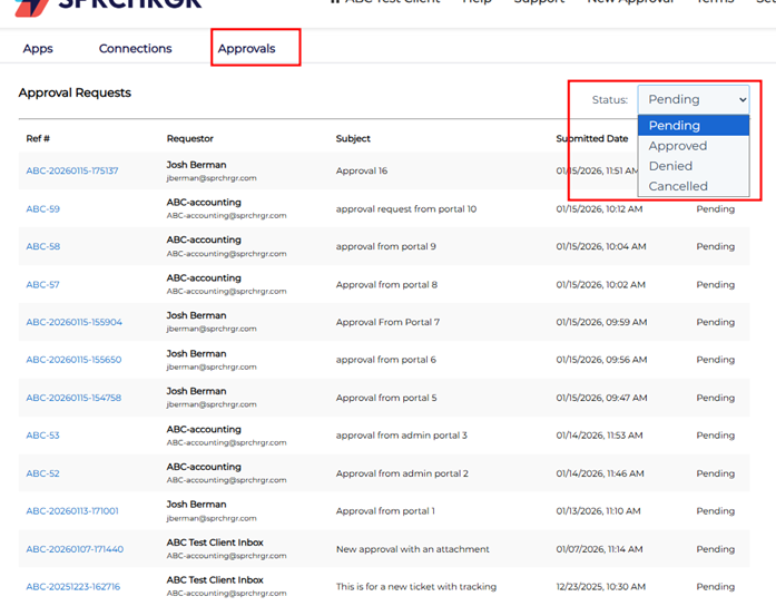 Accessing Your Approval Requests List