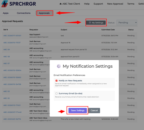 Accessing Your Approval Requests List